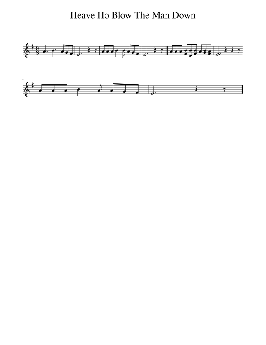 Heave Ho Blow The Man Down Sheet music for Piano (Solo) Easy ...