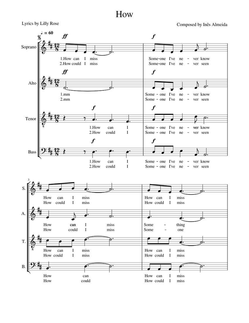 How Sheet music for Soprano, Alto, Tenor, Bass voice (Choral ...