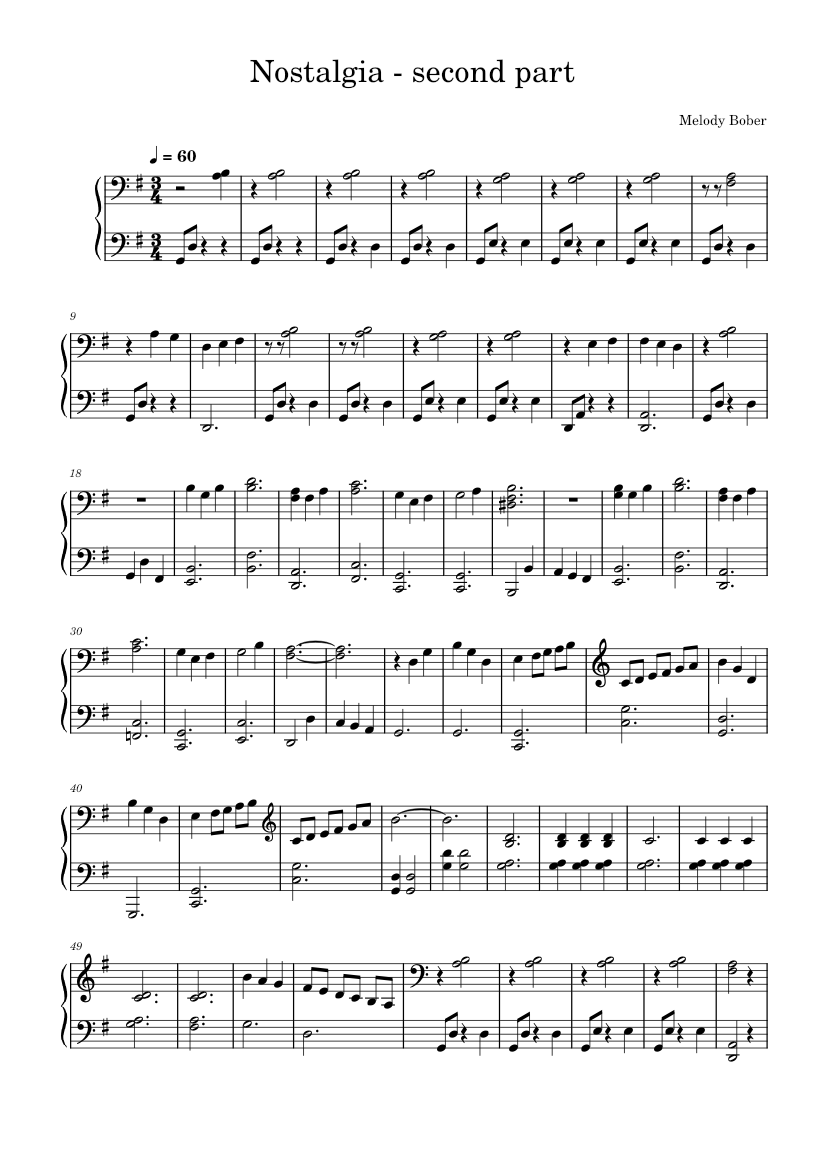 Nostalgia – Melody Bober DUET-60 Sheet music for Piano (Piano Duo) Easy ...