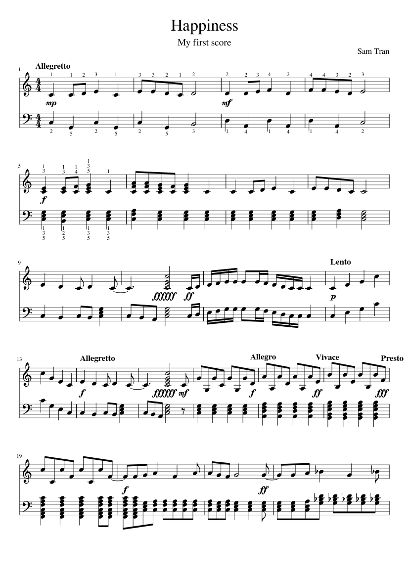 Happiness Sheet Music for Piano (Solo) Easy | MuseScore.com