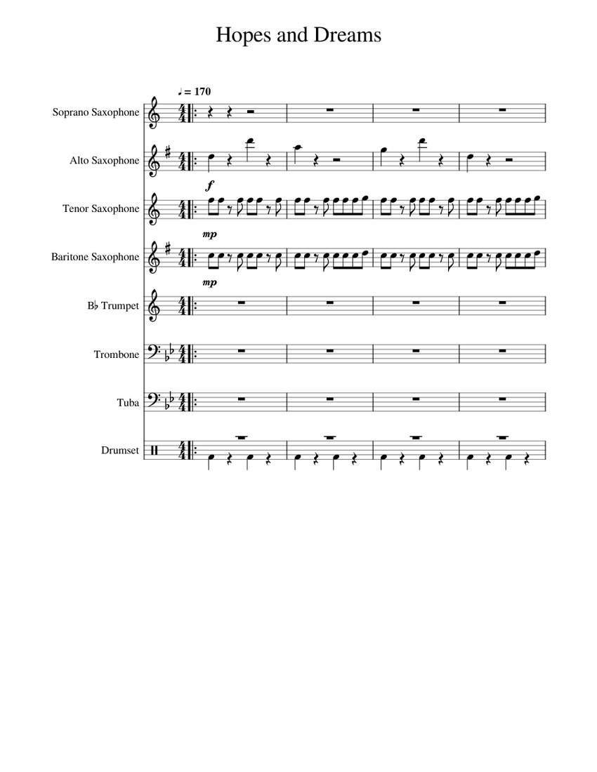 Hopes and Dreams Sheet music for Trombone, Tuba, Saxophone alto, Saxophone tenor & more ...