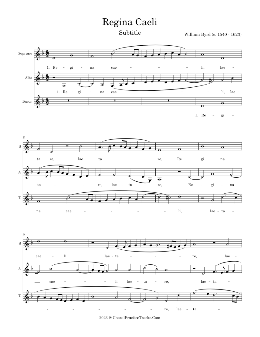Regina Caeli (Byrd) Sheet music for Oboe, Bassoon, Cello (Mixed Trio ...