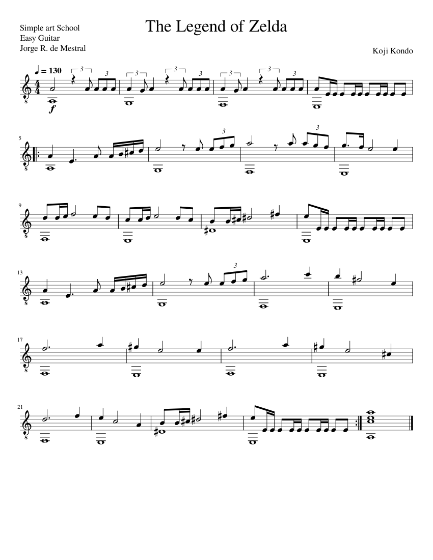 The legend of zelda main theme – Koji Kondo Sheet music for Guitar (Solo) | Musescore.com