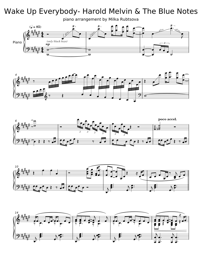 Wake Up Everybody - Harold Melvin & The Blue Notes Sheet Music for ...