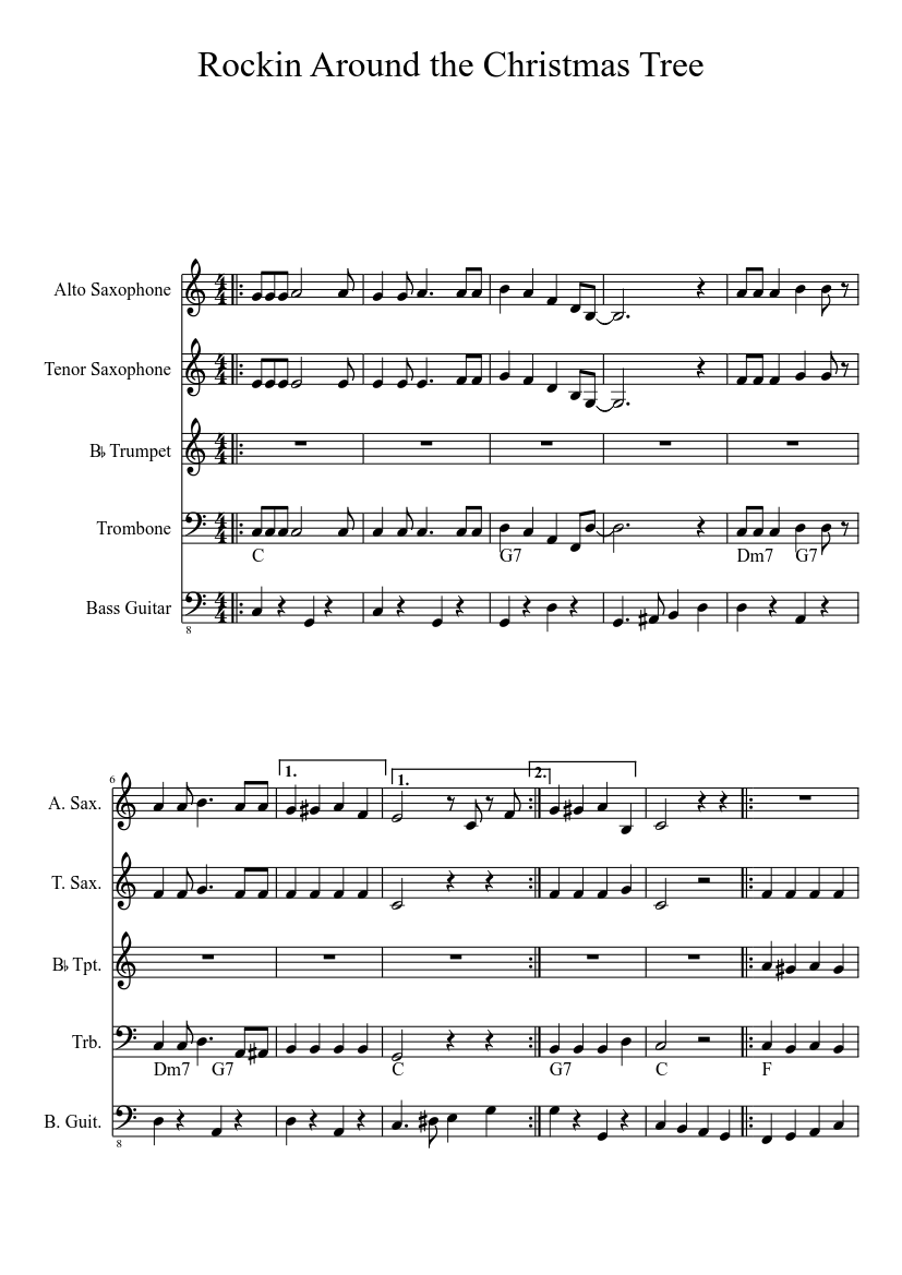 Rockin Around the Christmas Tree Sheet Music for Trombone, Trumpet other (Brass Duet ...