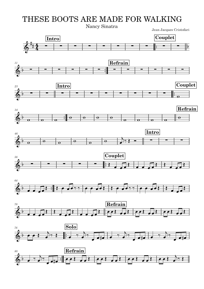These boots are made for walkin – Nancy Sinatra Sheet Music for Trumpet ...