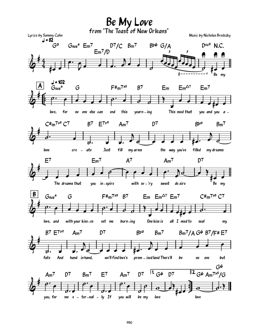 Be My Love – Nicholas Brodszky Sheet music for Piano (Solo) Easy ...