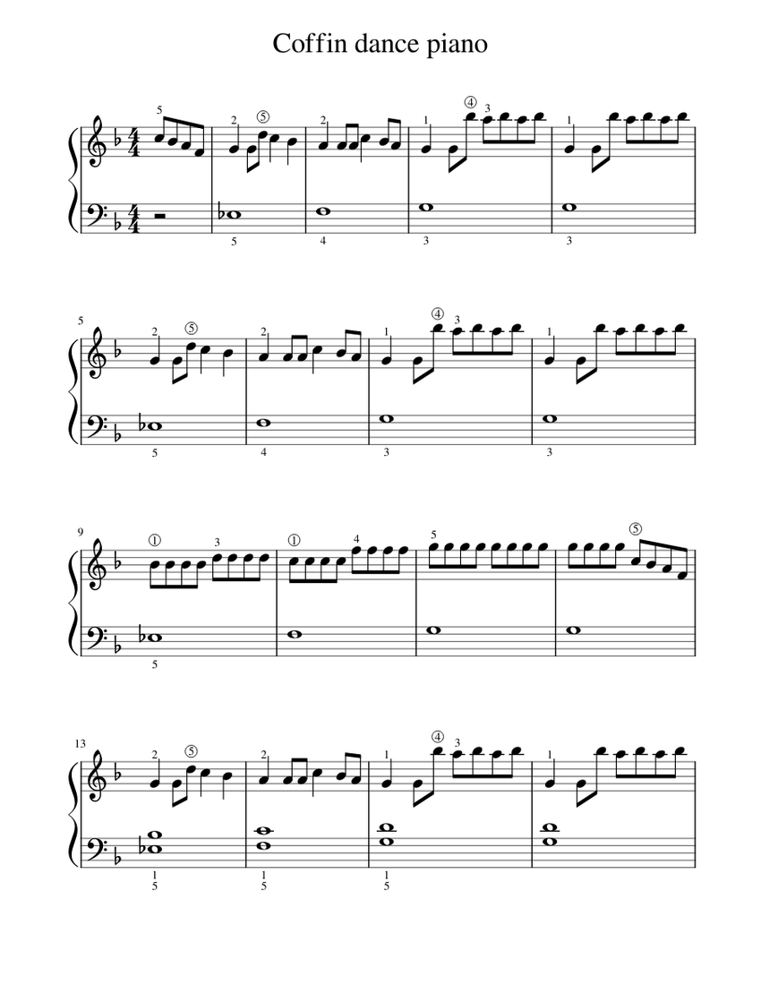 Coffin dance piano d Sheet music for Piano (Solo) Easy | Musescore.com