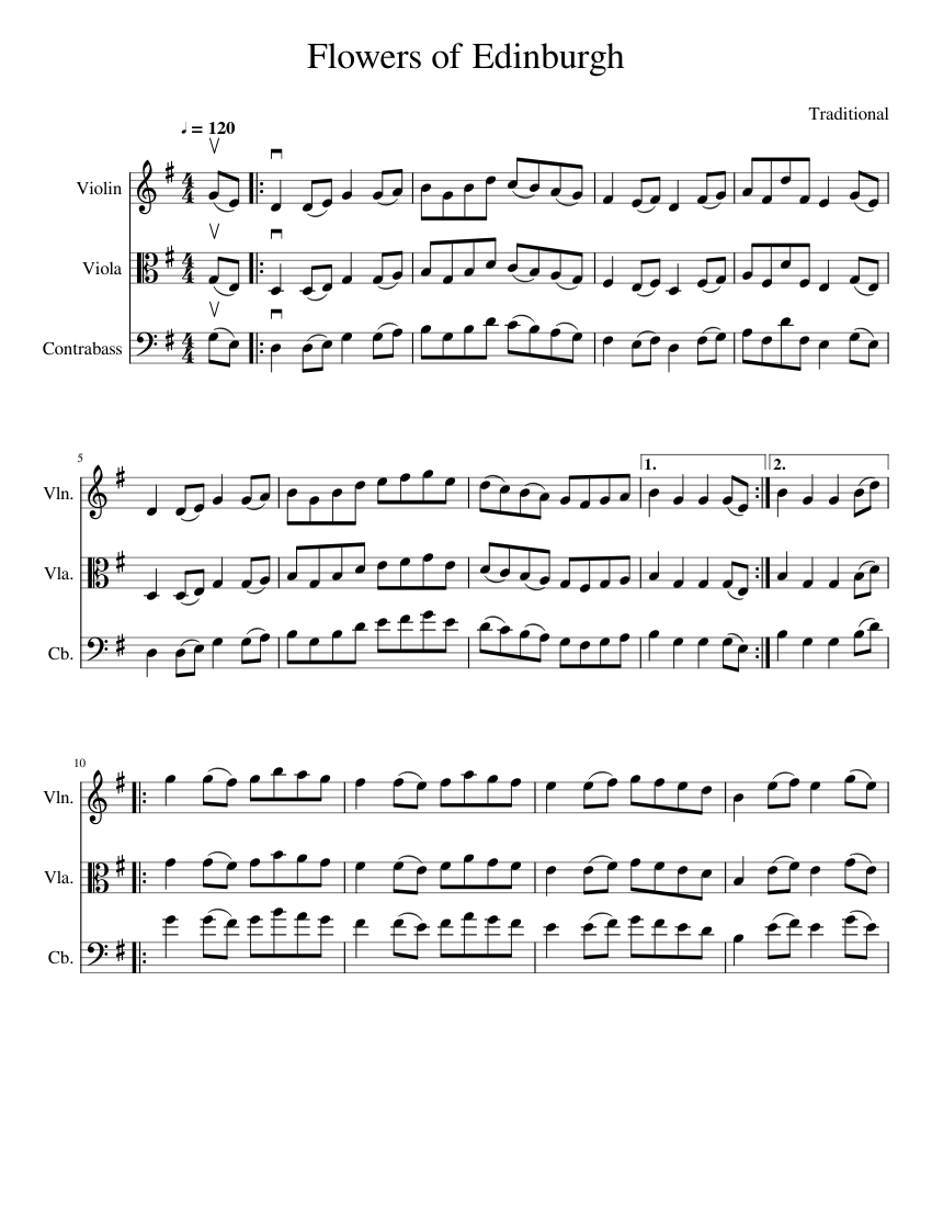 Flowers of Edinburgh - Score Sheet music for Contrabass, Violin, Viola ...