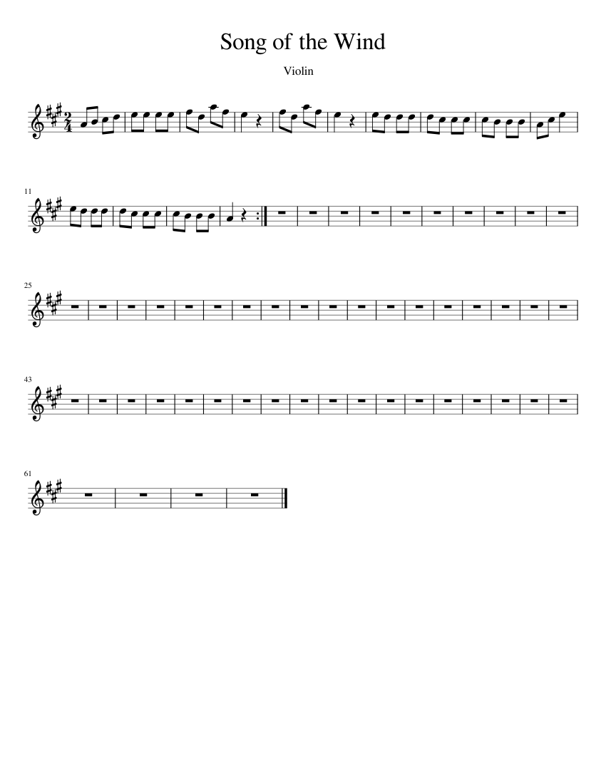 Song of the Wind Sheet music for Violin (Solo) | Download and print in ...