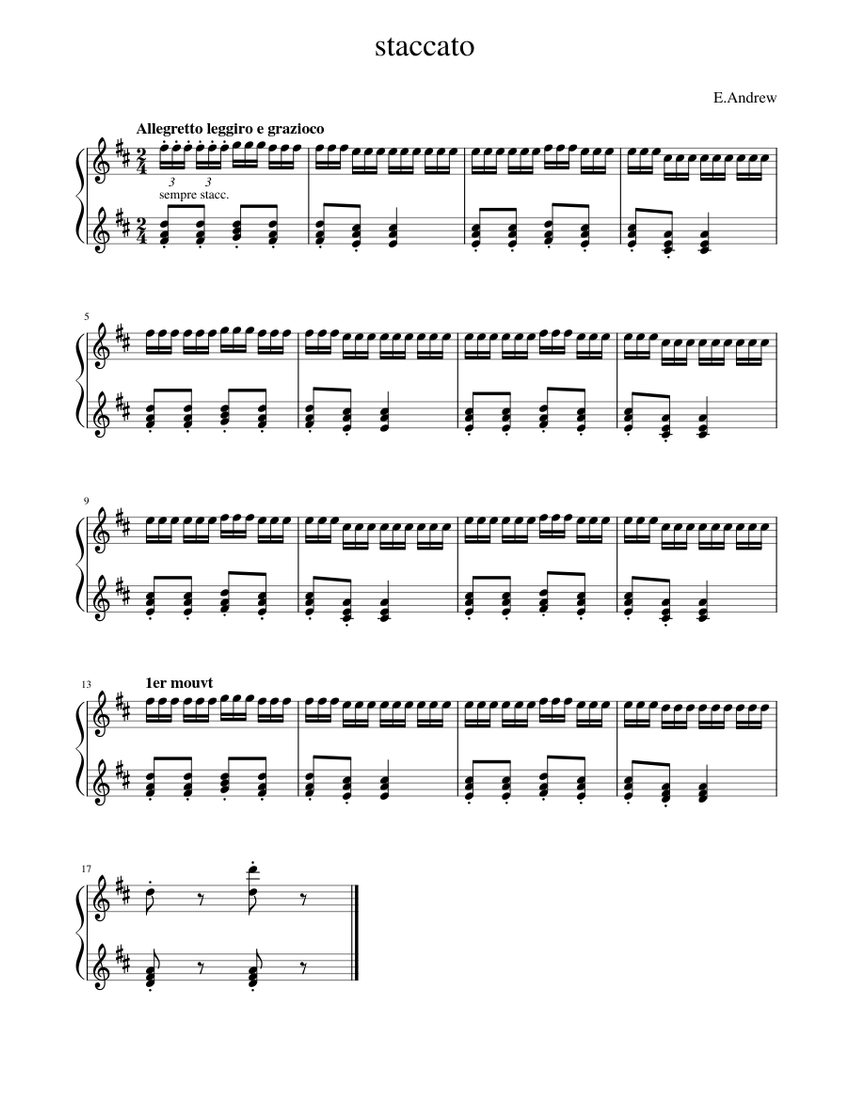 staccato Sheet music for Piano (Solo) Easy | Musescore.com