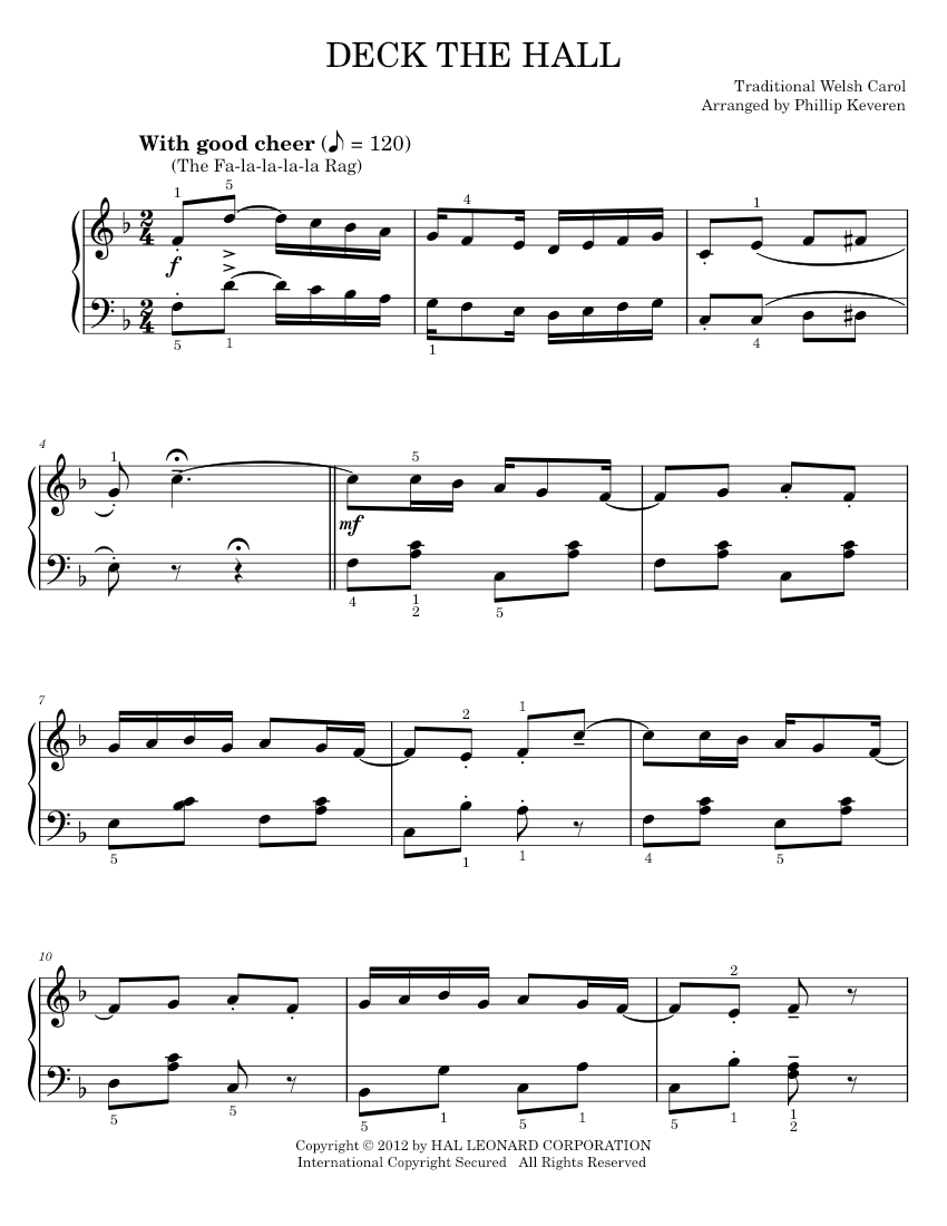 Play Official version of Deck the halls Sheet Music by Misc Christmas ...
