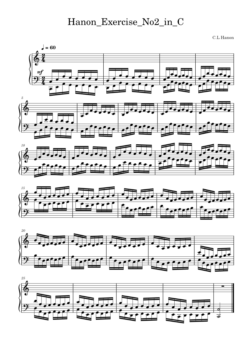 Hanon Exercise No2 in C Sheet Music for Piano (Solo) Easy | MuseScore.com