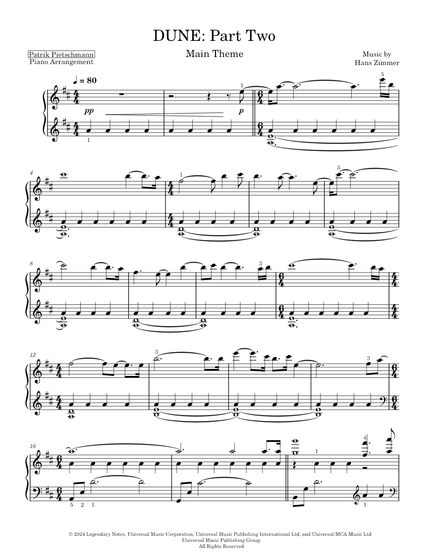 Dune: Part Two - Main theme - Music by Hans Zimmer Arrangement by ...