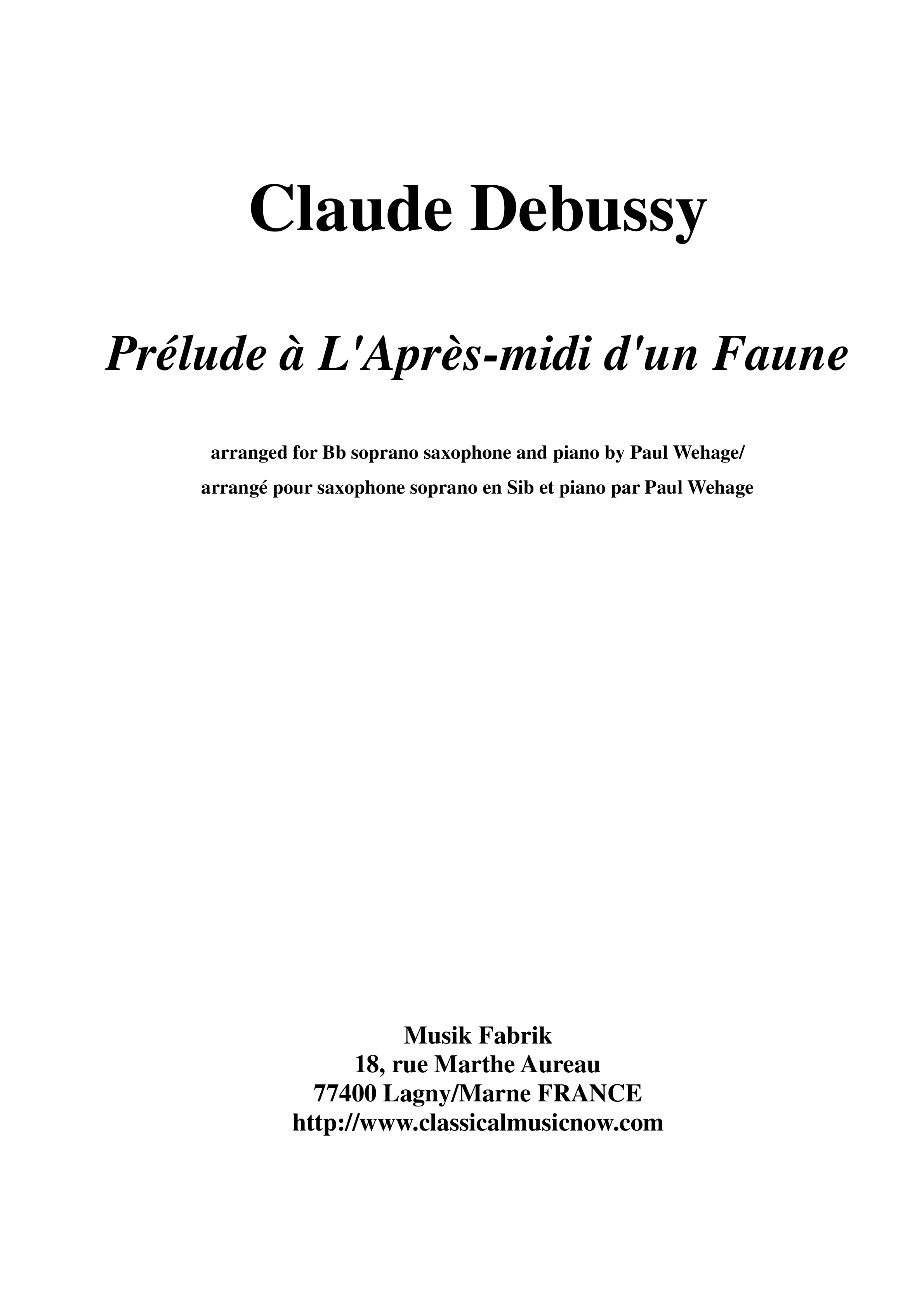 Play Official version of Prélude à l'après-midi d'un faune (L. 86) Sheet Music by Claude Debussy ...