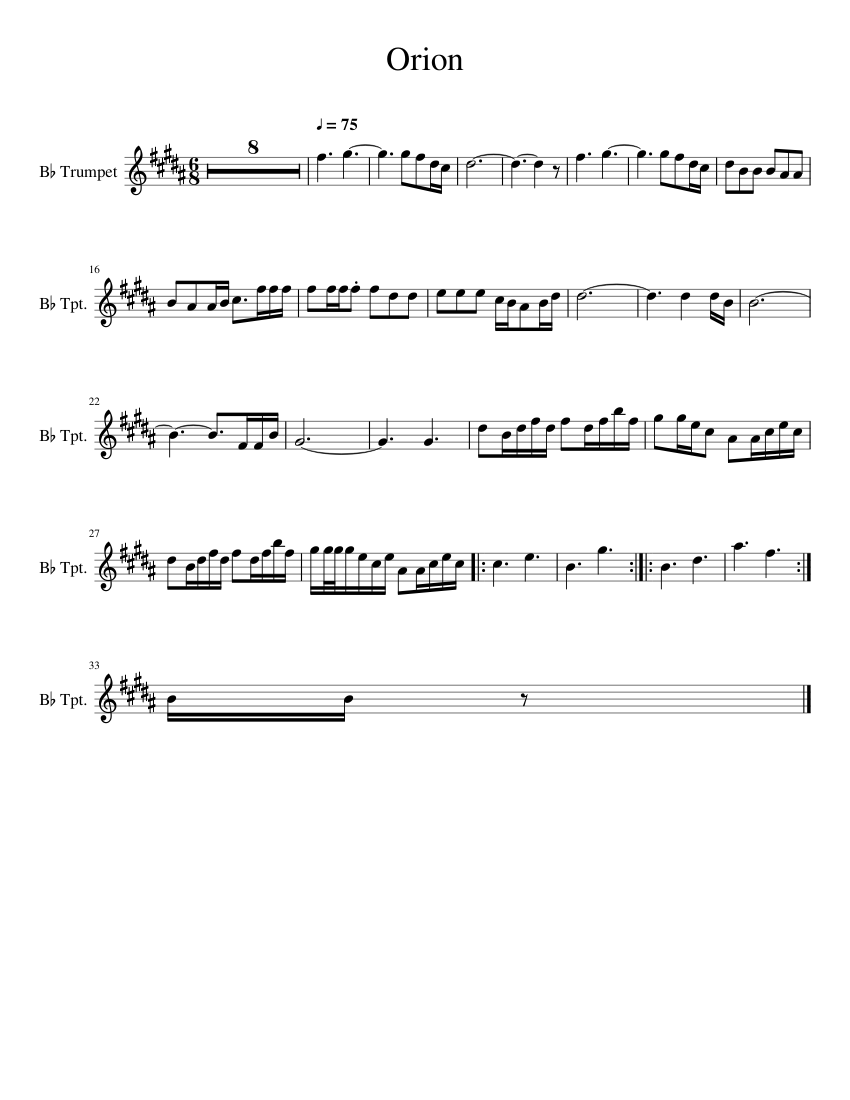 Orion Sheet music for Piano, Trumpet (In B Flat) (Solo) | Musescore.com