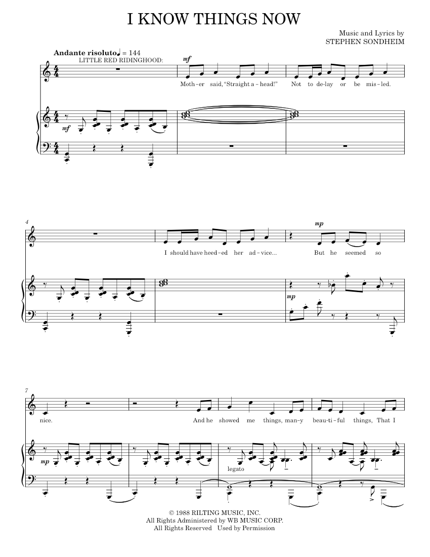 Play Official version of I Know Things Now (from Into The Woods) sheet ...
