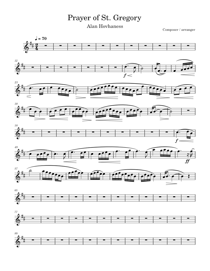 Prayer of Saint Gregory Sheet Music for Trumpet other (Solo ...