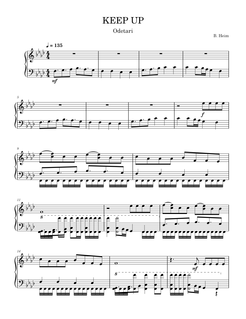 KEEP UP Odetari Sheet Music for Piano (Solo) | MuseScore.com