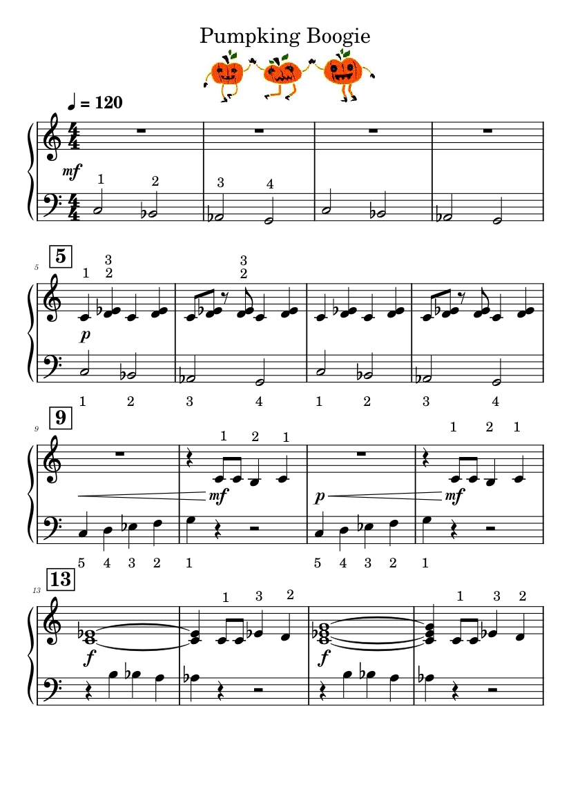 42 Pumpking Boogie level 2b Sheet Music for Piano (Solo) Easy ...