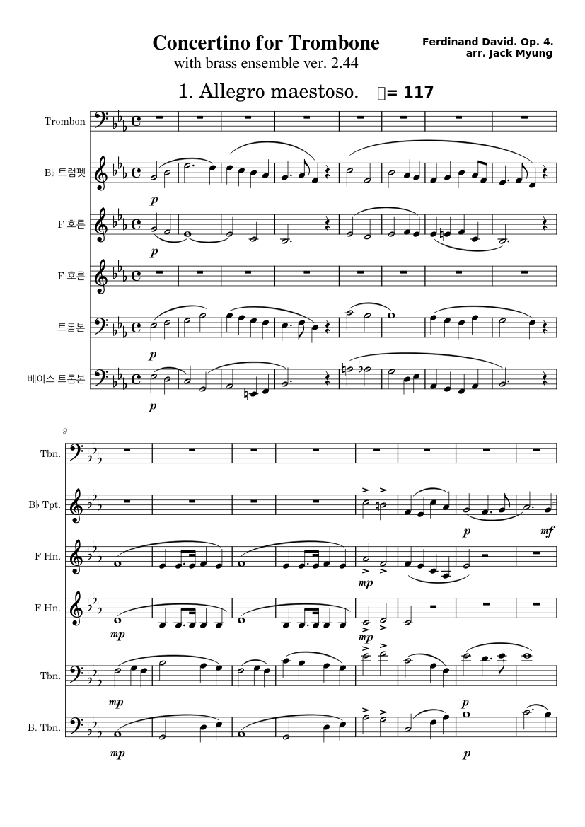 Trombone Concertino, Op.4 – Ferdinand David F. David concertino with ...