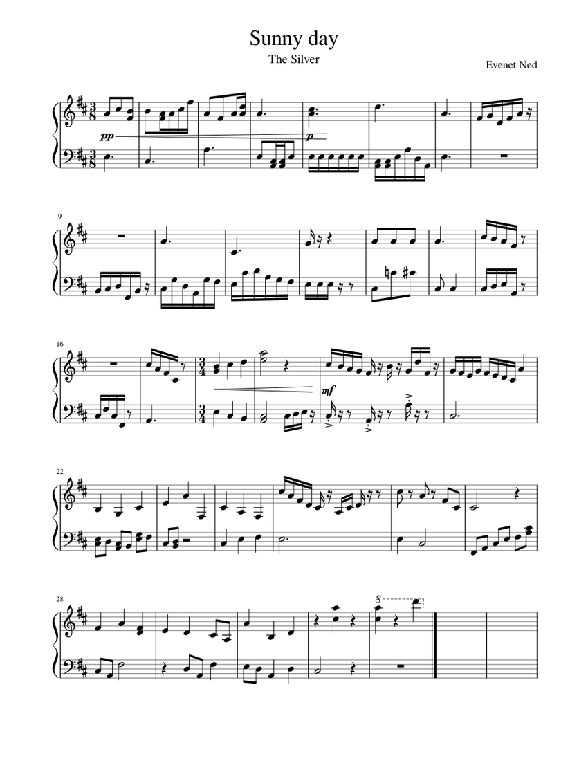 Sunny day Sheet music for Piano (Solo) | Musescore.com