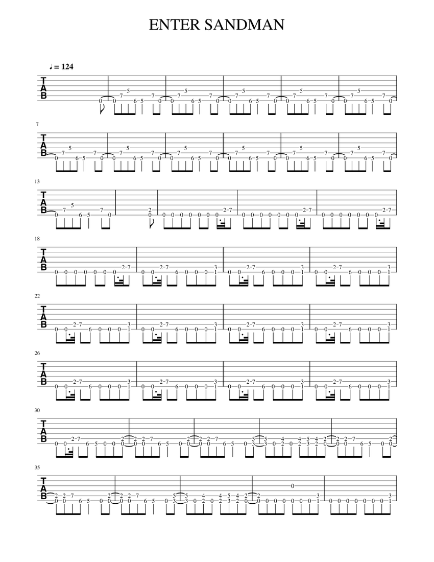 ENTER_SANDMAN Sheet music for Guitar (Solo) | Musescore.com