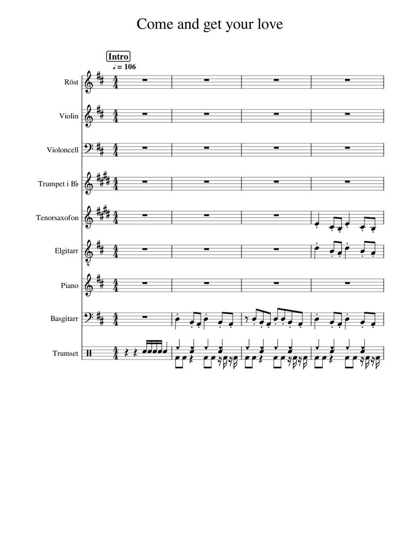 Come and get your love Sheet music for Piano, Vocals, Saxophone tenor ...