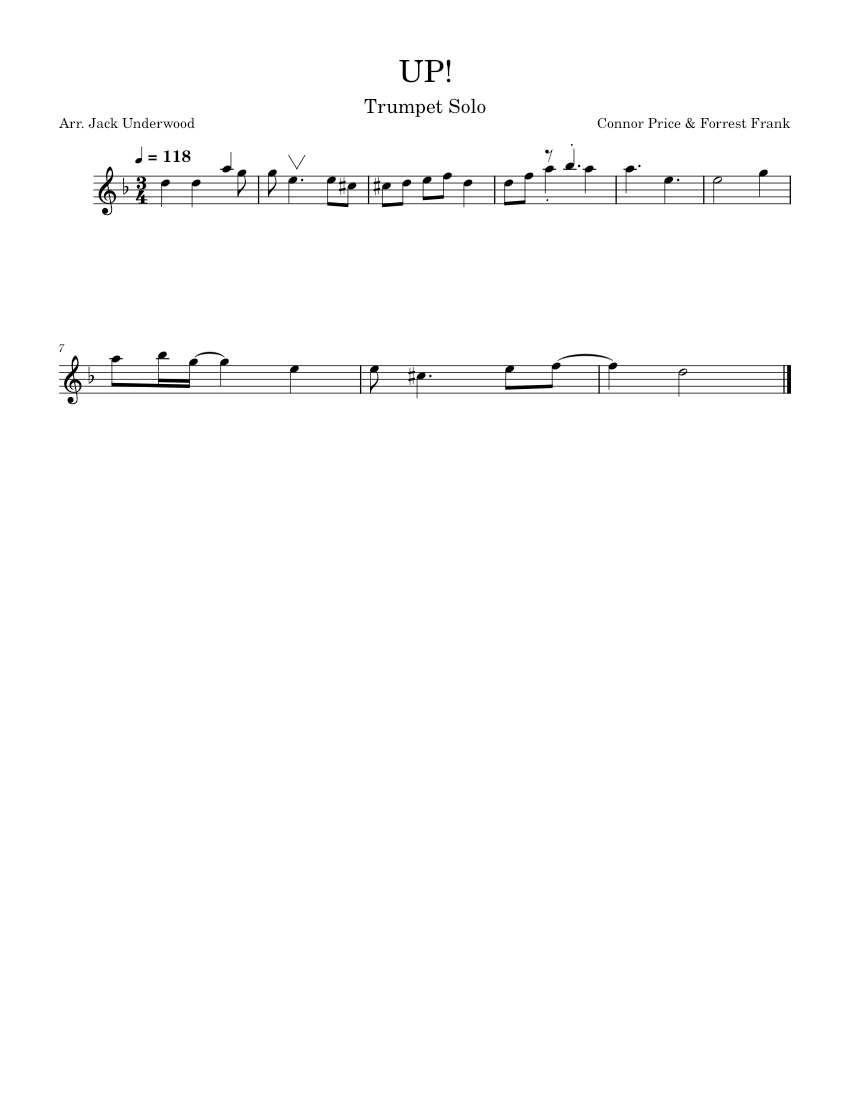UP! - Trumpet Part – Connor Price & Forrest Frank - Jack Underwood ...