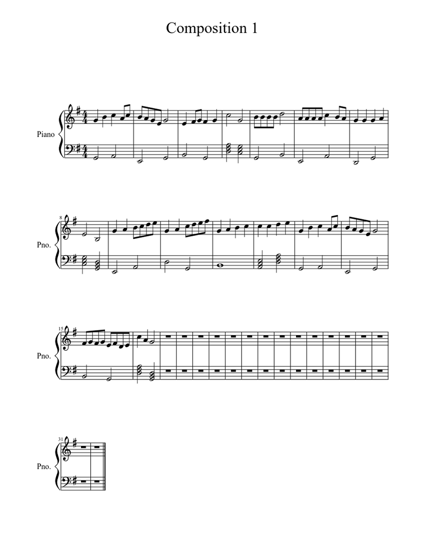 Composition 1 cadence Sheet music for Piano (Solo) | Musescore.com