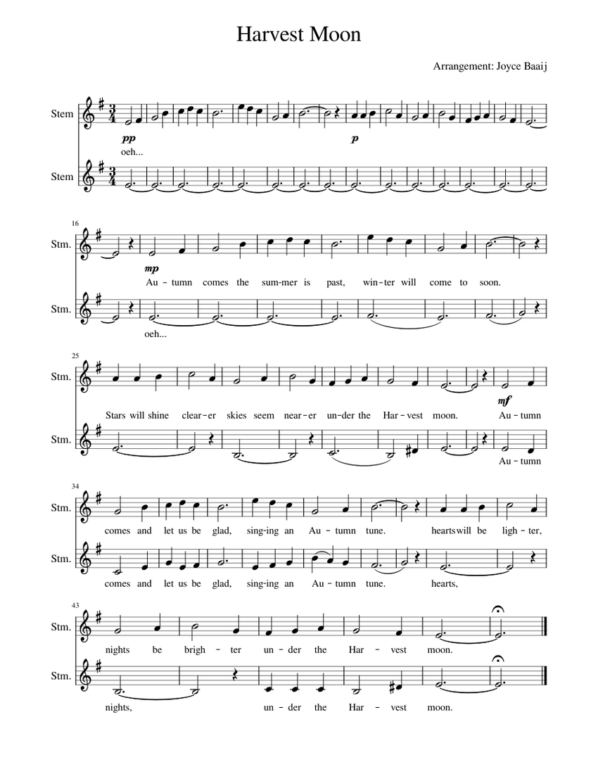 Harvest Moon Sheet music for Vocals (Choral) | Musescore.com