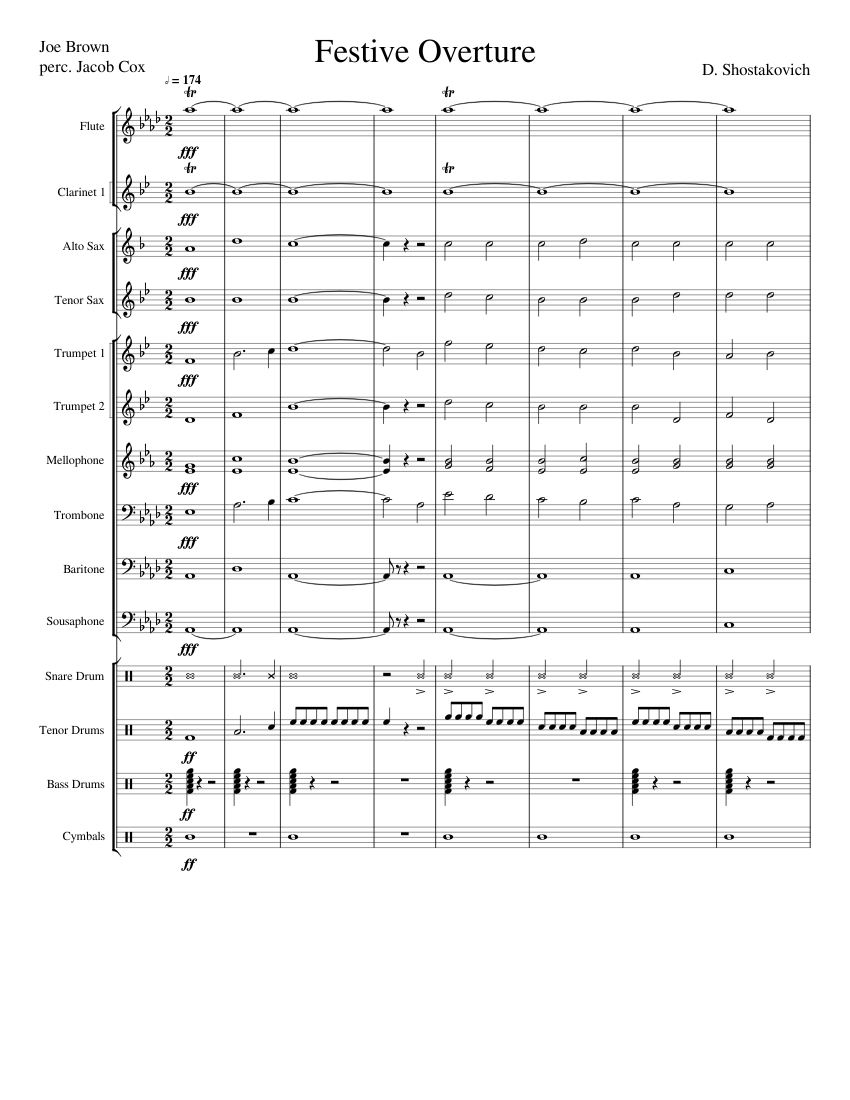 Festive_Overture Sheet music for Trombone, Mellophone, Flute, Clarinet ...