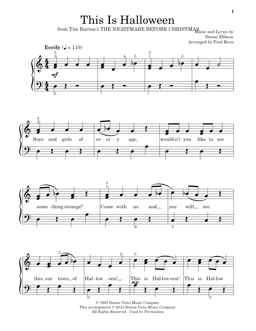 Play Official version of This is Halloween Sheet Music by Danny Elfman ...