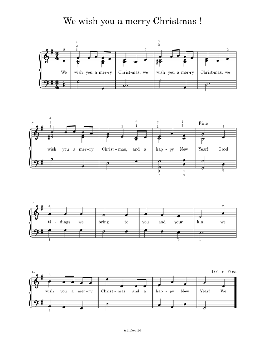 We wish you a merry christmas – Misc Christmas Sheet music for Piano ...