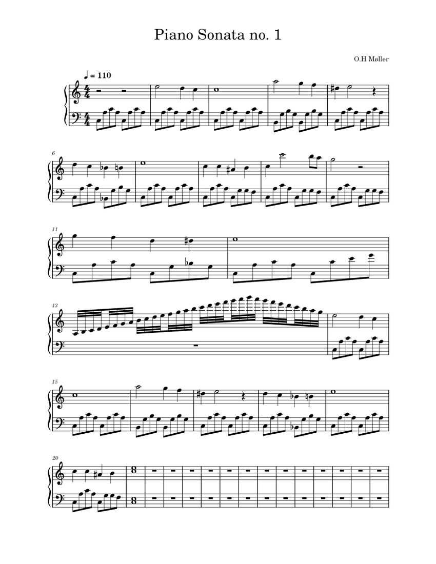 piano sonata no. 1 theme Sheet music for Piano (Solo) Easy | Musescore.com