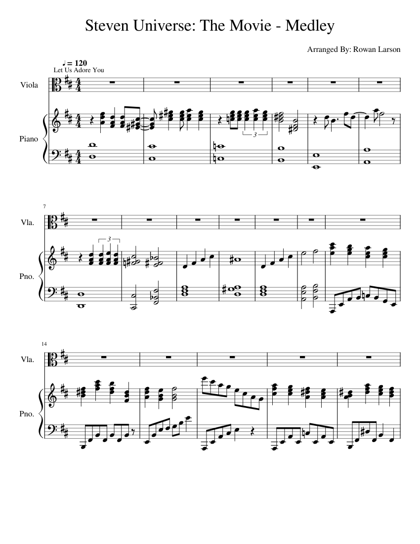 Steven Universe The Movie - Medley Sheet music for Piano, Viola (Solo ...