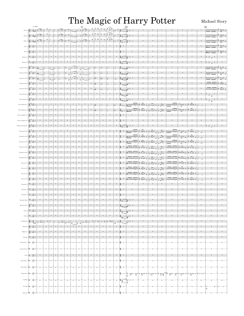 The Magic of Harry Potter Sheet Music for Trombone, Tuba, Flute, Oboe ...