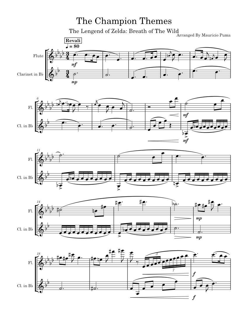 The Champions Themes (The Legend of Zelda: Breath of the Wild) Sheet ...