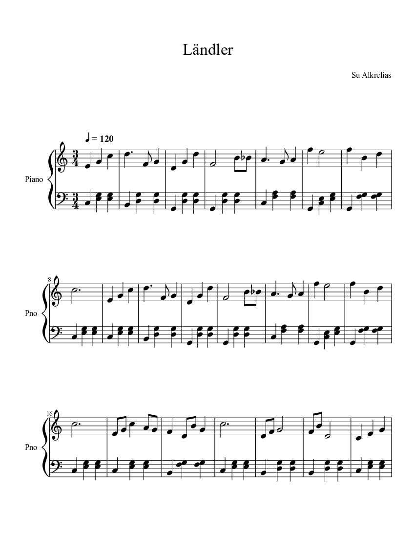 Ländler Sheet music for Piano (Solo) | Download and print in PDF or ...