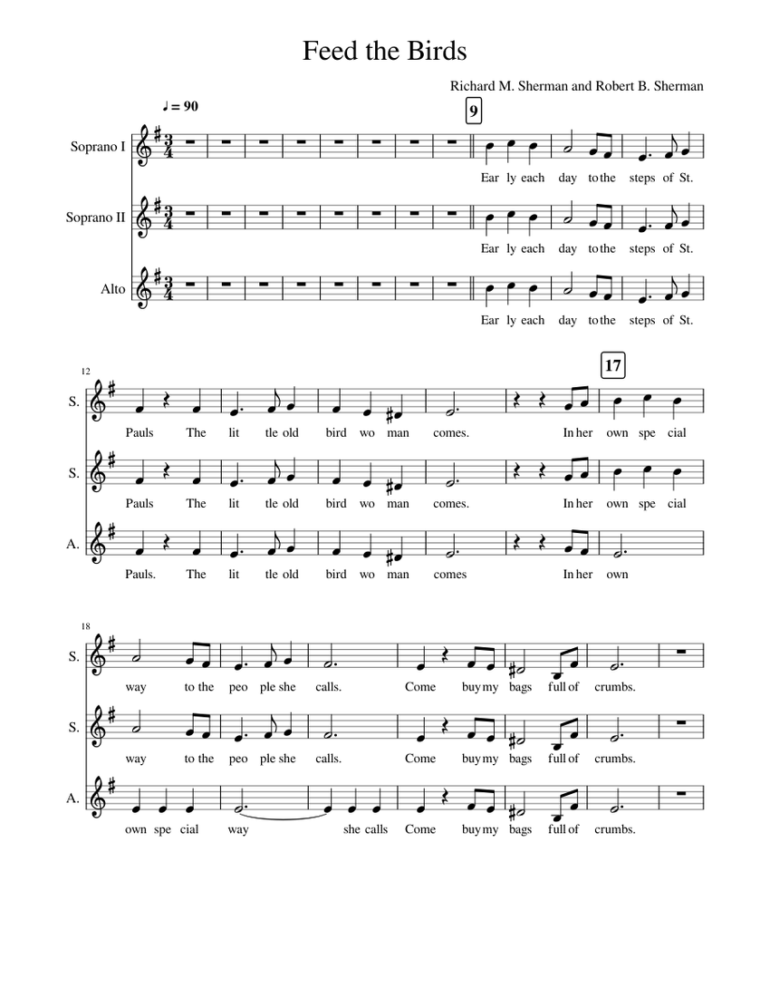 Feed the Birds Sheet music for Soprano, Alto (Women’s Choir ...