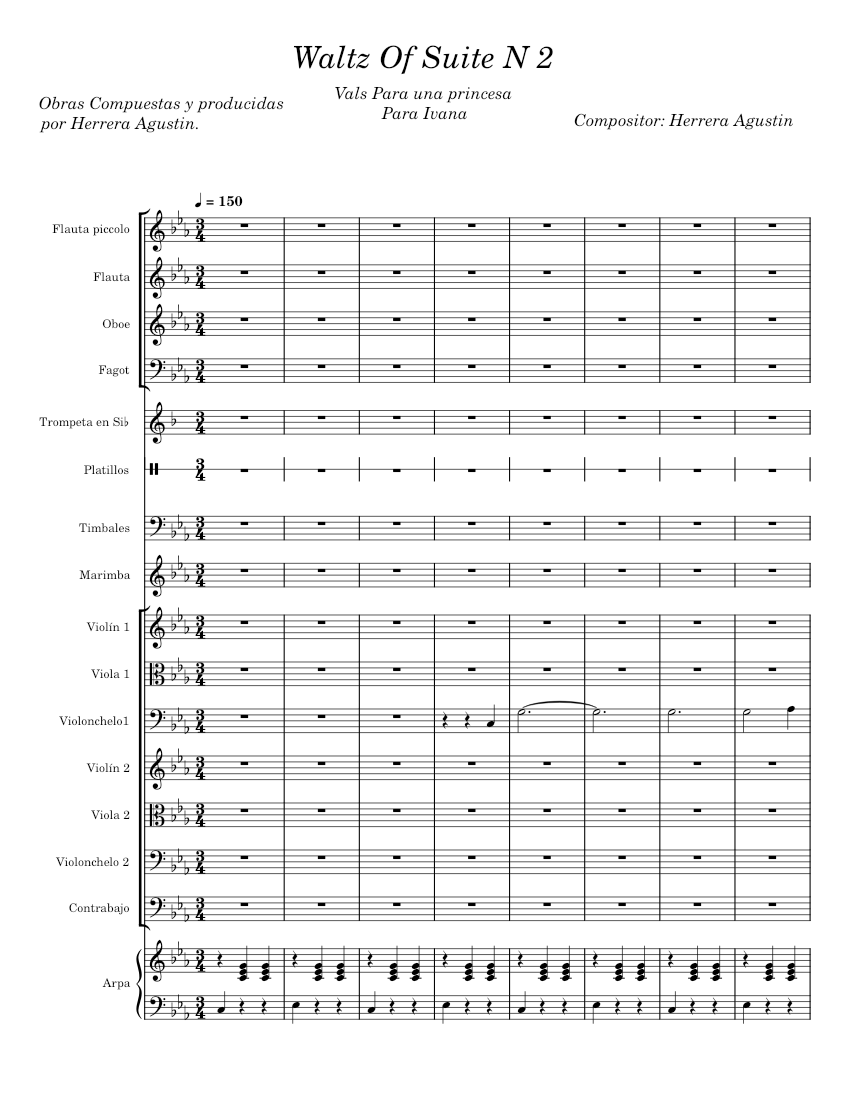 Waltz Of Suite N 2 Sheet music for Flute piccolo, Flute, Oboe, Bassoon ...