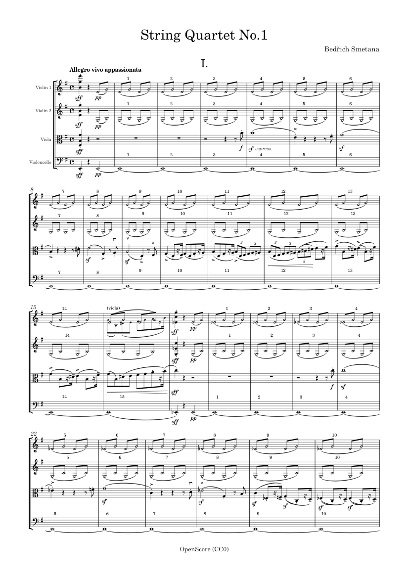 String Quartet No.1, JB 1:105 – Bedřich Smetana Sheet music for Violin, Viola, Cello (String ...
