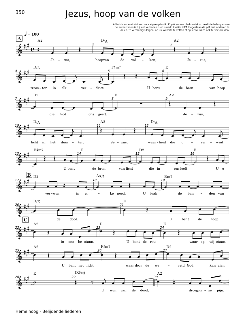 Jezus hoop van de volken - Brian Doerksen Sheet Music with Chords for ...