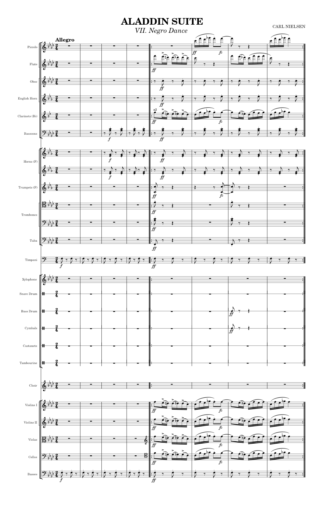 Carl Nielsen - Aladdin Suite, Op. 34: VII. Negro Dance Sheet Music for Trombone, Tuba, Vocals ...