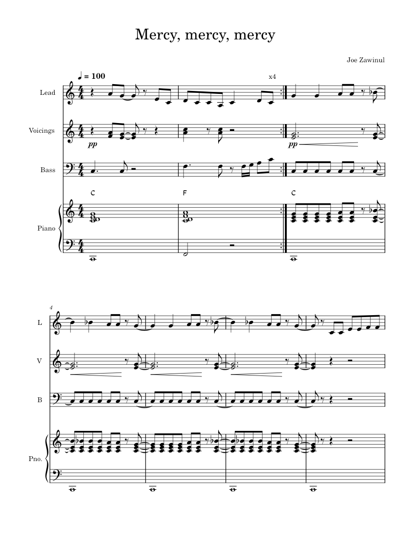 Mercy mercy mercy – Cannonball Adderley MercyMercyMercy Sheet music for Piano, Saxophone alto ...