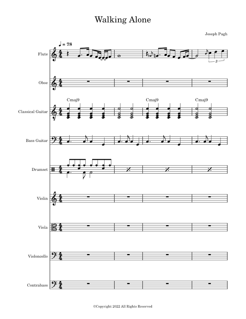 Waking Alone by Joseph Pugh – Joseph Pugh Sheet music for Flute, Oboe ...