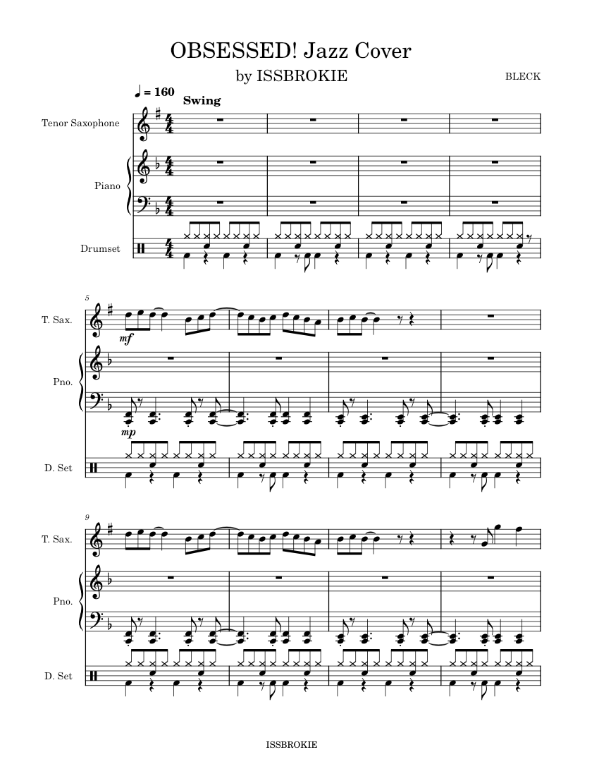OBSESSED! - ISSBROKIE - Jazz Cover Sheet music for Piano, Saxophone ...
