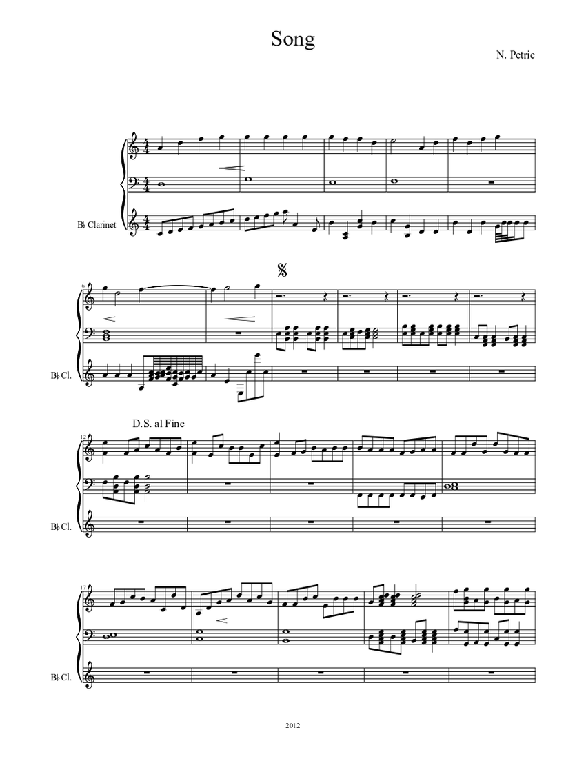 Song-Incomplete Sheet music for Clarinet (Solo) | Download and print in ...