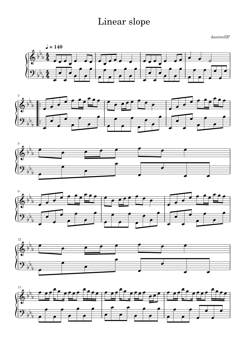 Linear Slope – daniwellP Linear slope Sheet music for Piano (Solo ...