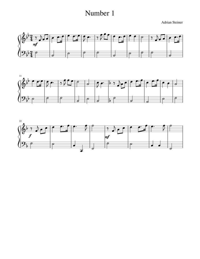 Number 1 Sheet music for Piano (Solo) | Musescore.com